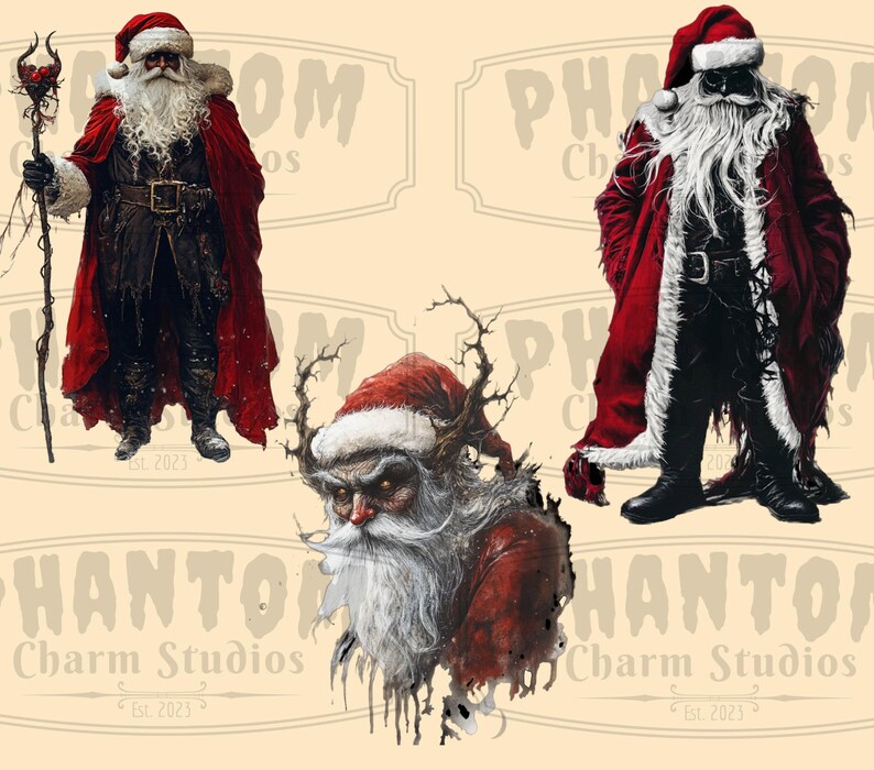 Dark Santa Clipart Kit: Gothic Creepy Christmas, Spooky Holiday, Edgy ...