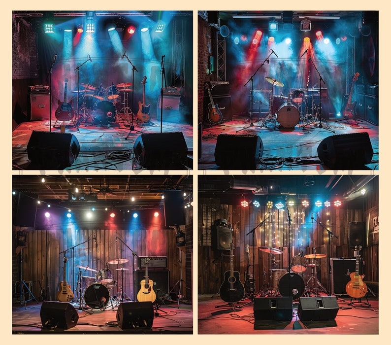 Music Stage Digital Paper Pack | Concerts, Dive Bar, Honky Tonk ...