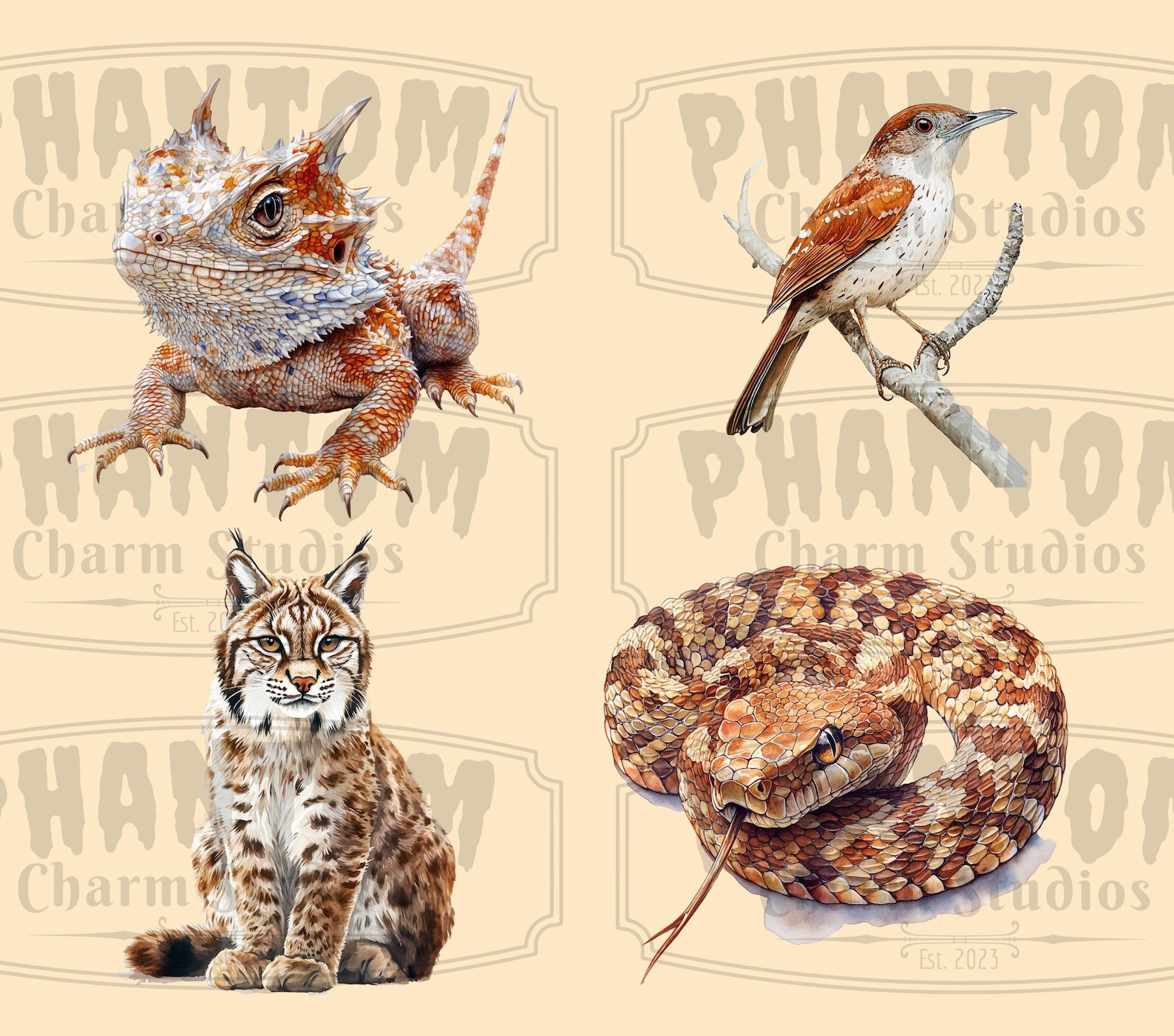 Watercolor Desert Animals Clipart: Southwest Wildlife Illustrations ...