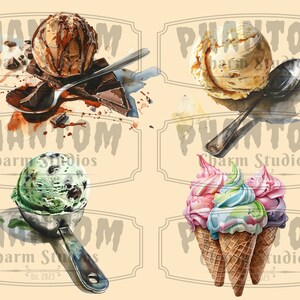 Ice Cream Social Clipart Bundle | Watercolor, Ice Cream Cones, Sundaes ...