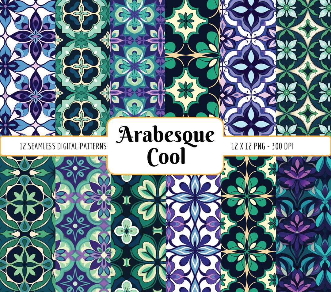 Arabesque Style Seamless Pattern Bundle | Digital Paper Pack, Cool ...