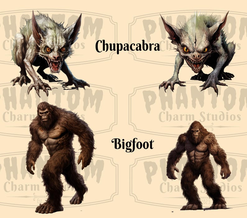 American Cryptids Clipart Bundle | Mythical Creatures, Spooky Designs ...