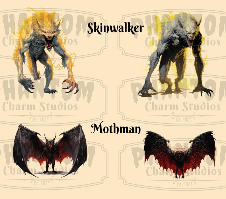 American Cryptids Clipart Bundle | Mythical Creatures, Spooky Designs ...