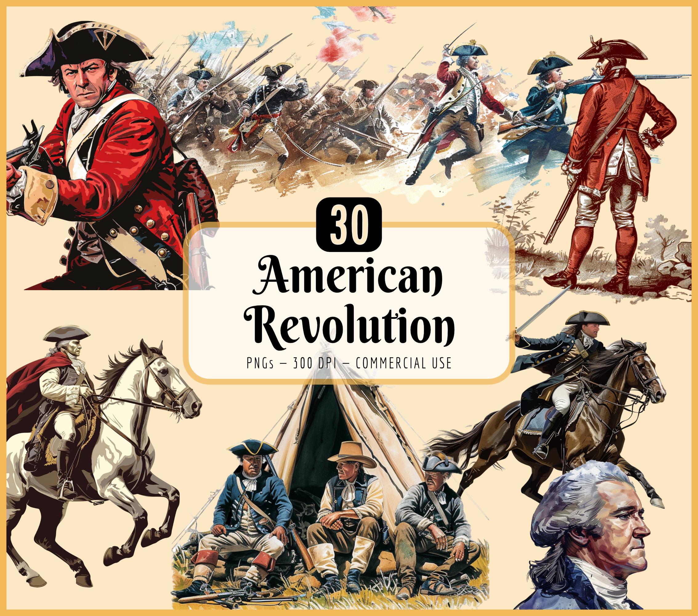 American Revolution Clipart Bundle I 1776 Minutemen Battle Reenactment ...