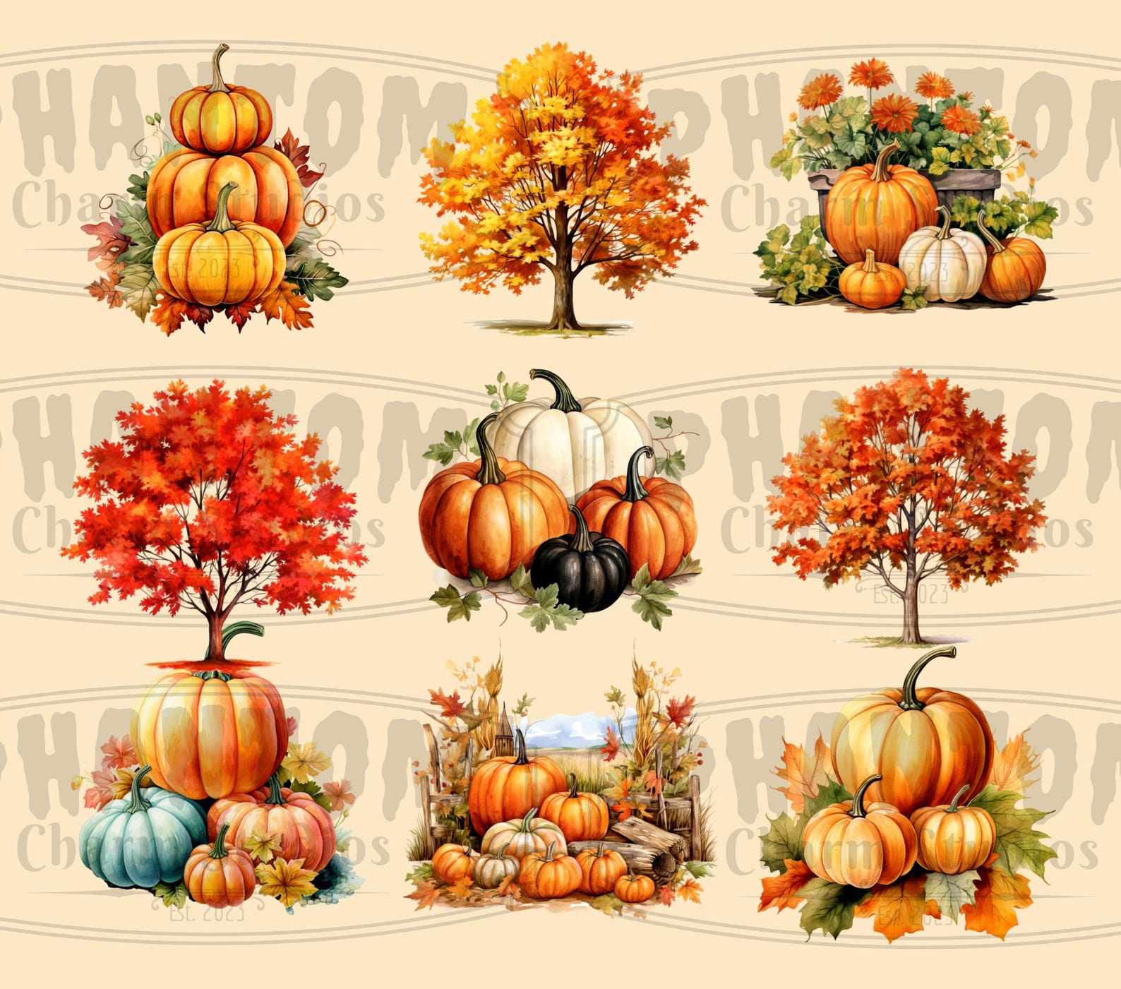 Cozy Autumn Clipart Bundle Fall Graphics, Sunflowers, Pumpkins ...