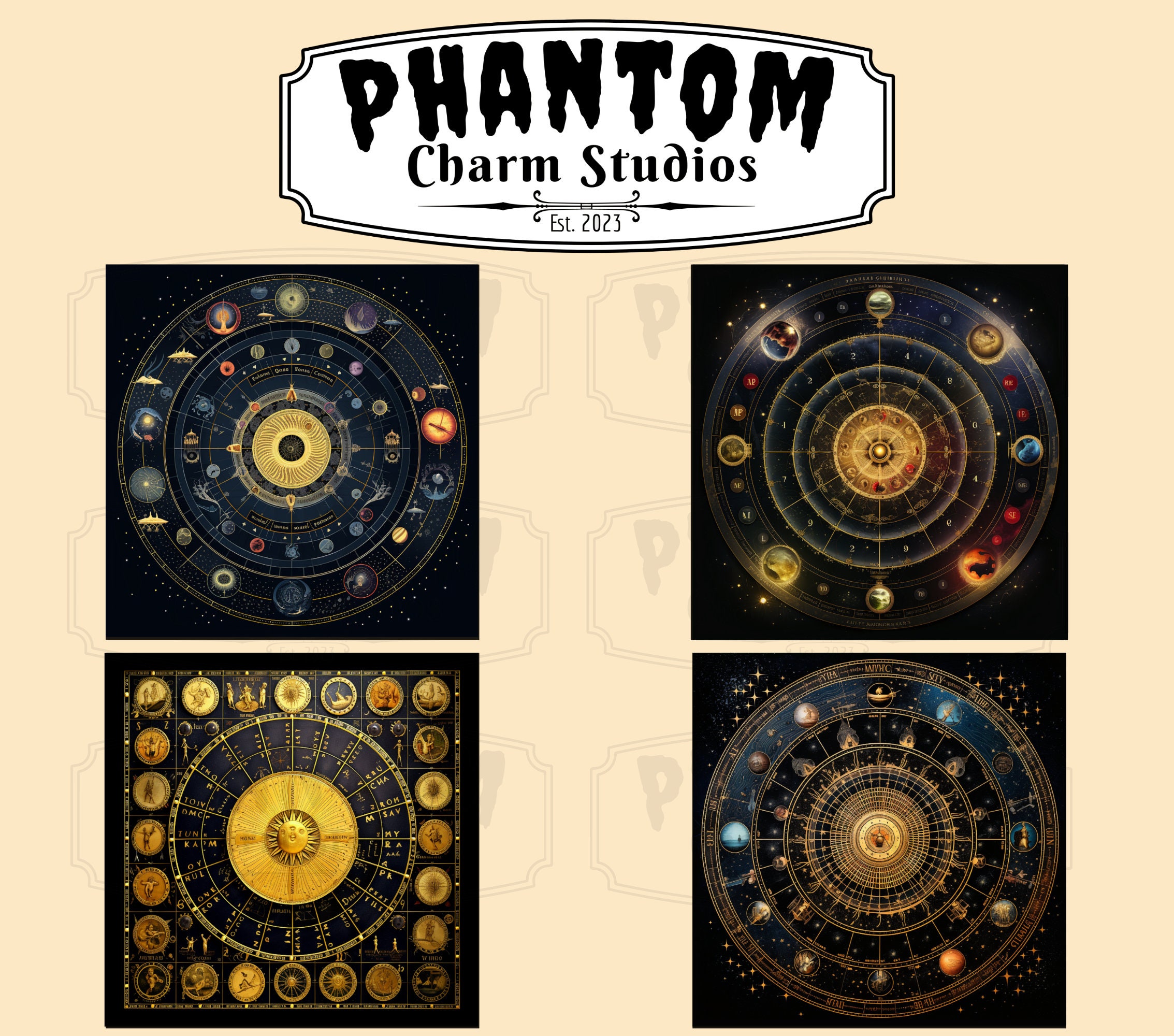 12 Celestial Astrological Chart Digital Paper Map Printable - Etsy