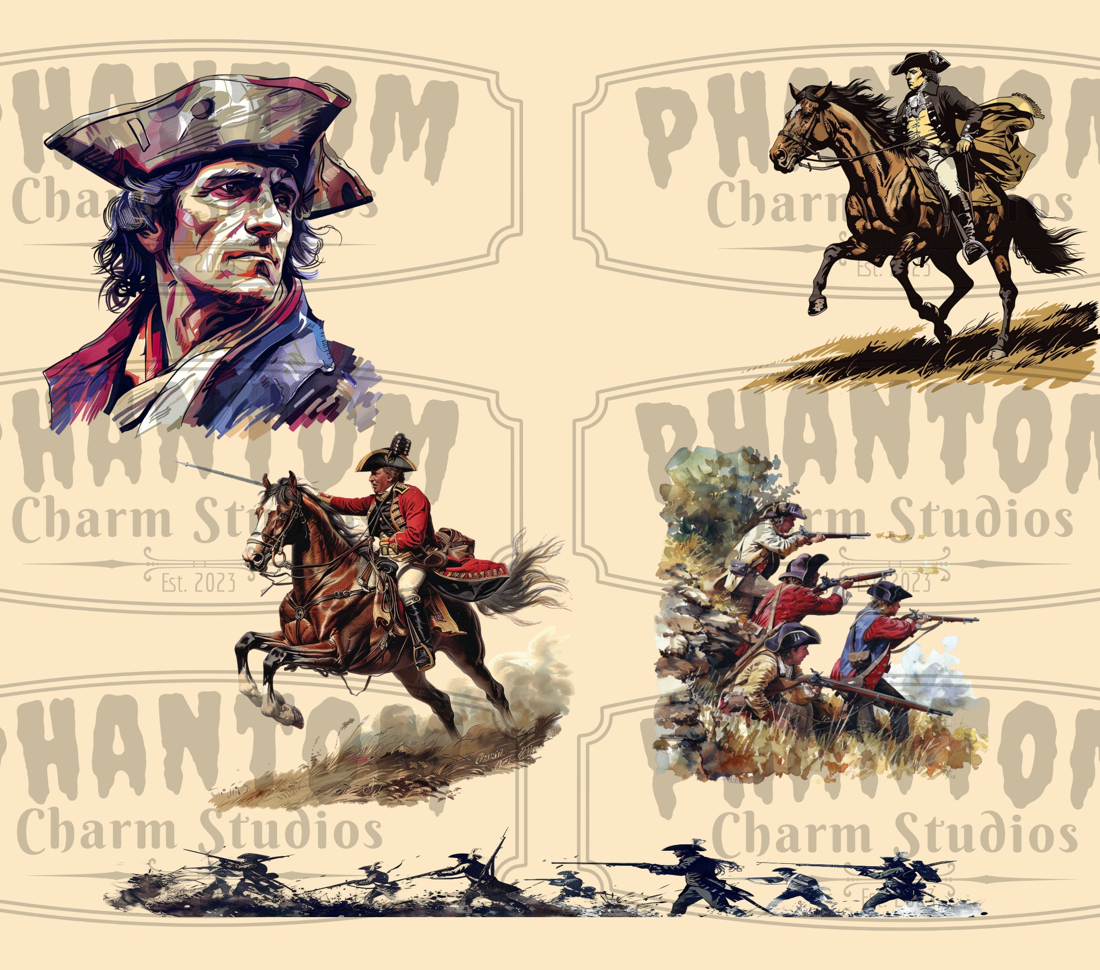 American Revolution Clipart Bundle I 1776 Minutemen Battle Reenactment ...