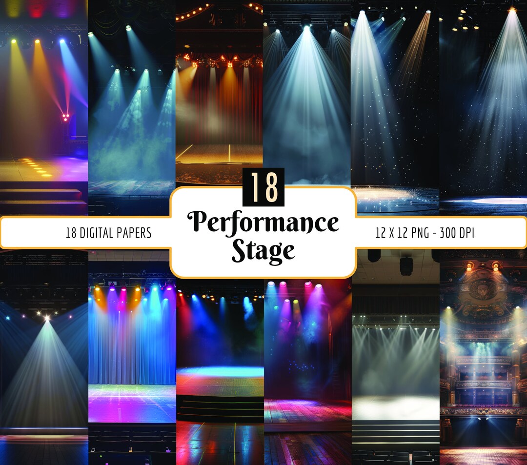 Performance Stage Digital Paper Pack Theater Opera House Backgrounds ...