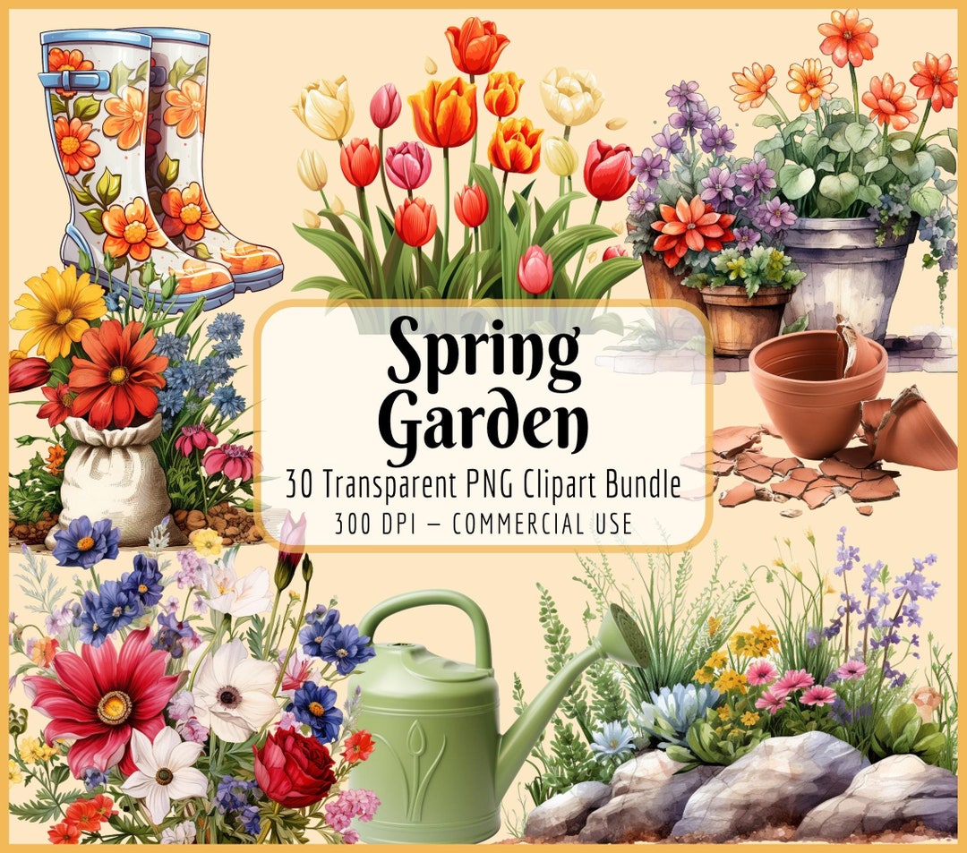 Spring Garden Clipart Bundle | Plant Lovers, Gardening, Tools ...