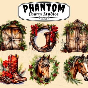 Cowboy Christmas Clipart Bundle | Watercolor, Festive Cowboy, Western ...