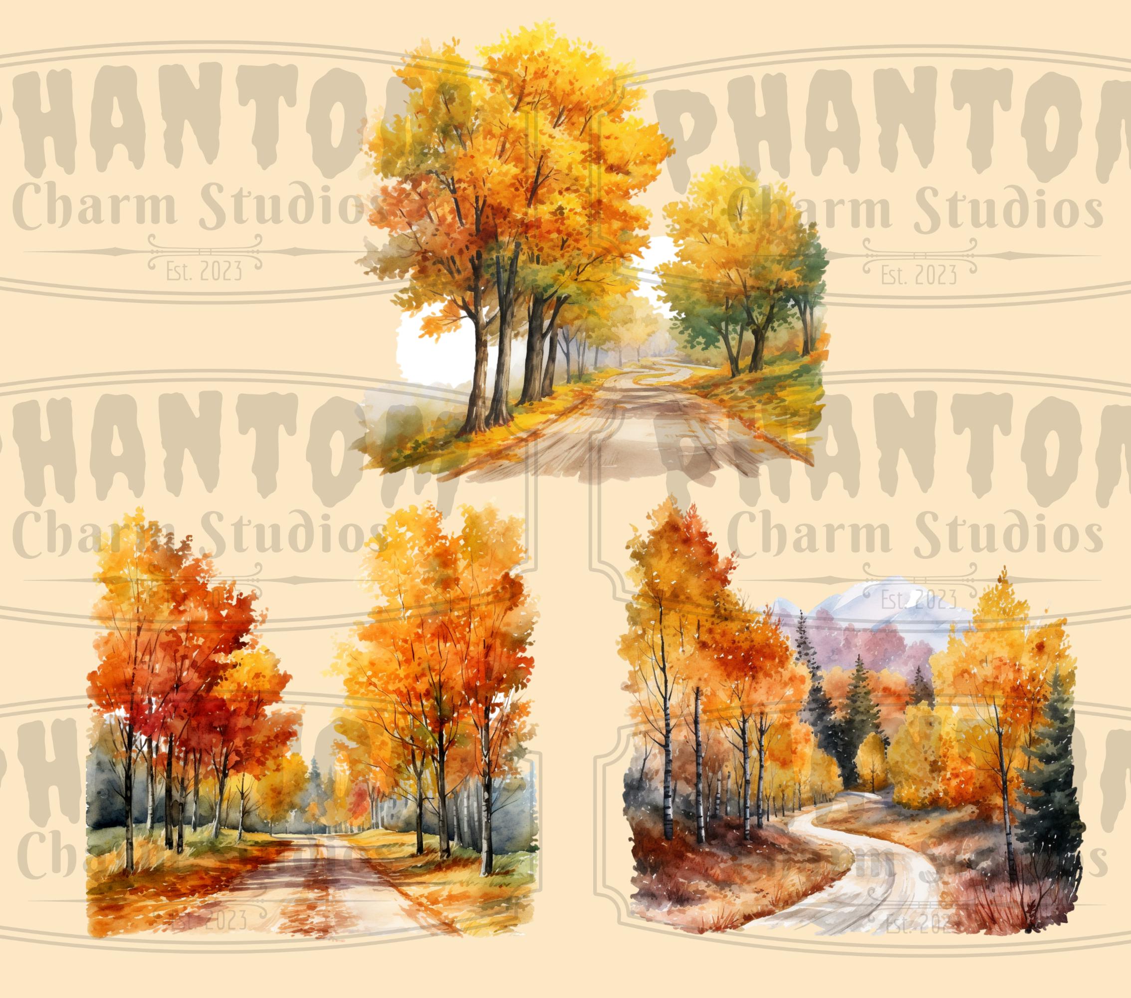 Autumn Scenery Clipart Kit | Watercolor, Fall Landscapes, Seasonal ...