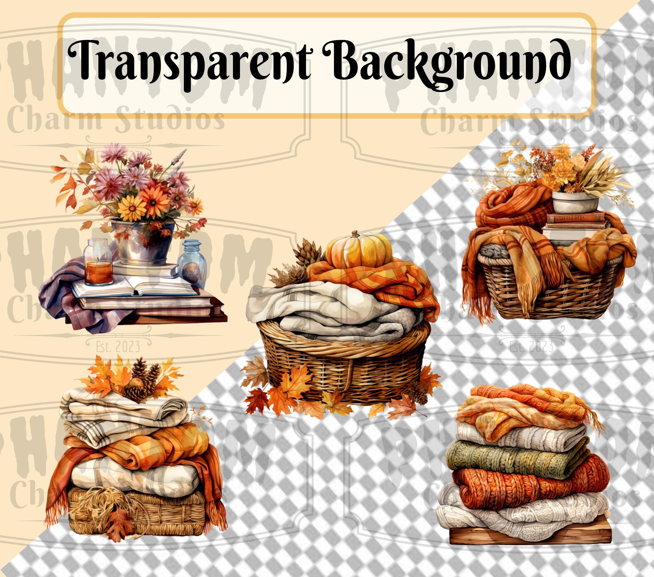 Cozy Autumn Clipart Bundle Fall Graphics, Sunflowers, Pumpkins ...