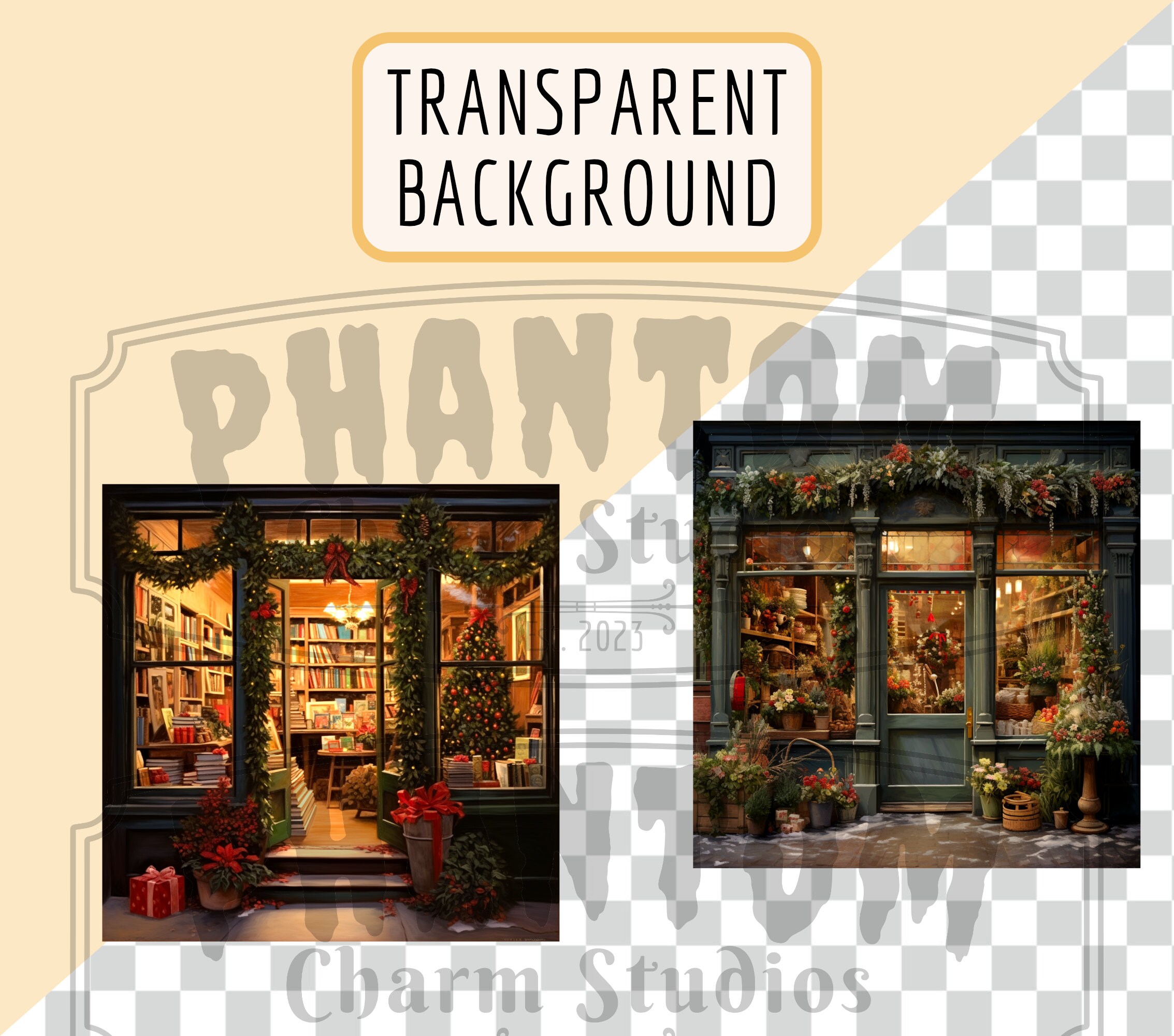 20 Holiday Store Fronts Clipart Bundle Christmas Decor Winter Holiday ...