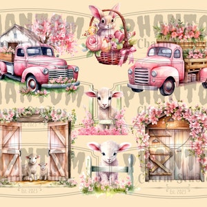 Pink Easter Clipart Bundle | Watercolor, Pastel Spring, Kids, Easter ...