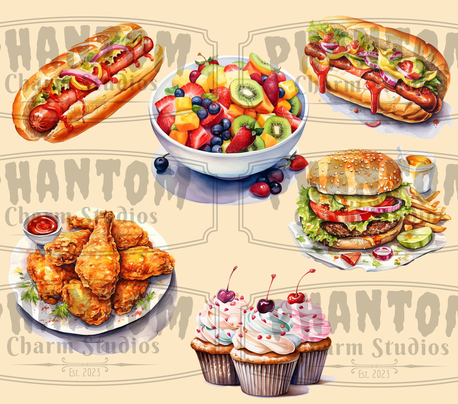 Watercolor Picnic Clipart Bundle | Outdoor Spring Summer Picnic Baskets ...