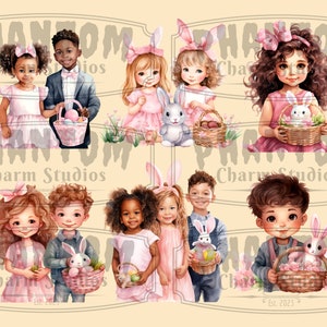 Pink Easter Clipart Bundle | Watercolor, Pastel Spring, Kids, Easter ...