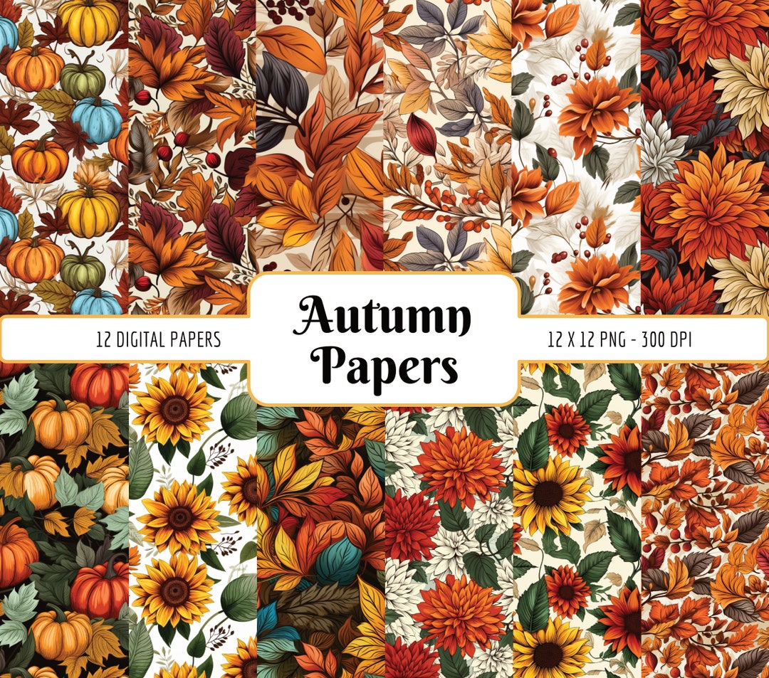 Autumn Papers | Digital Paper Pack, Thanksgiving Backgrounds, Fall ...
