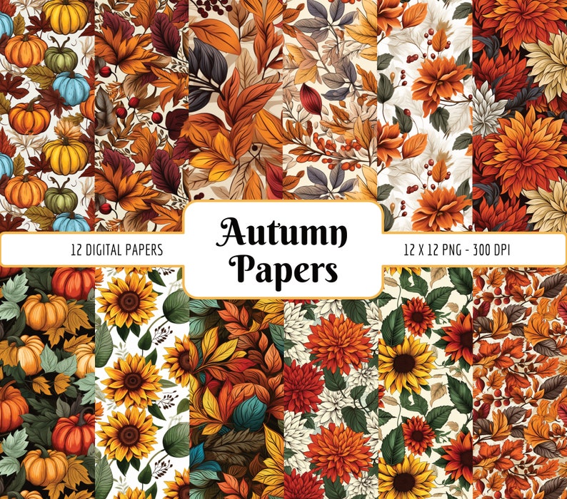 Autumn Papers | Digital Paper Pack, Thanksgiving Backgrounds, Fall ...