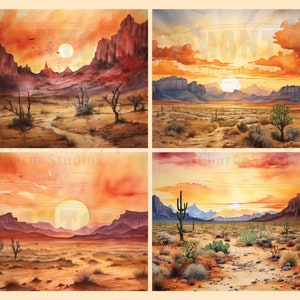 Watercolor Desert Backgrounds | Southwestern Canyon Landscape Natural ...