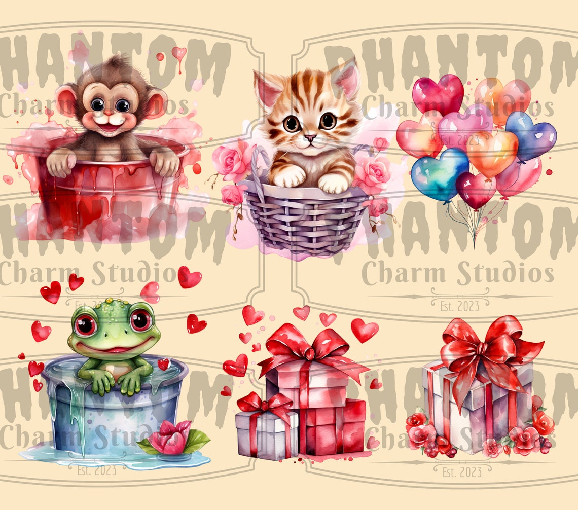 Valentine's Day Baby Animals Clipart Bundle Cute Baby Animal Valentines ...
