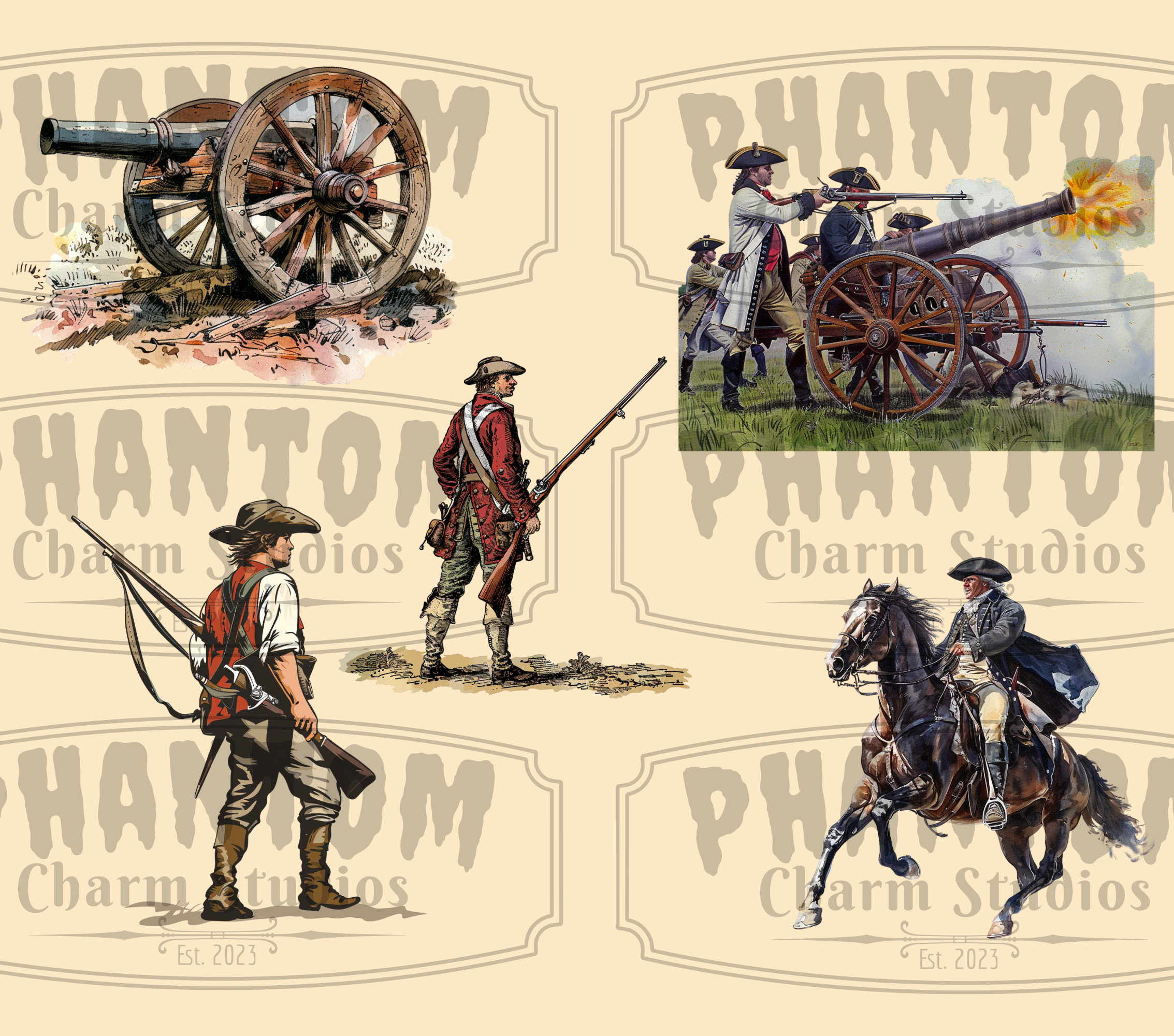 American Revolution Clipart Bundle I 1776 Minutemen Battle Reenactment ...