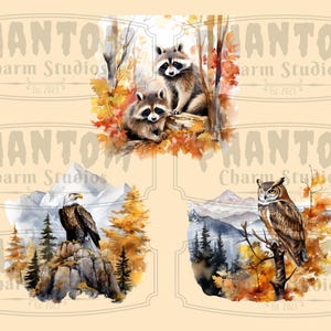 Autumn Forest Scenes Clipart Kit I Watercolor, Fall Landscape, Seasonal ...