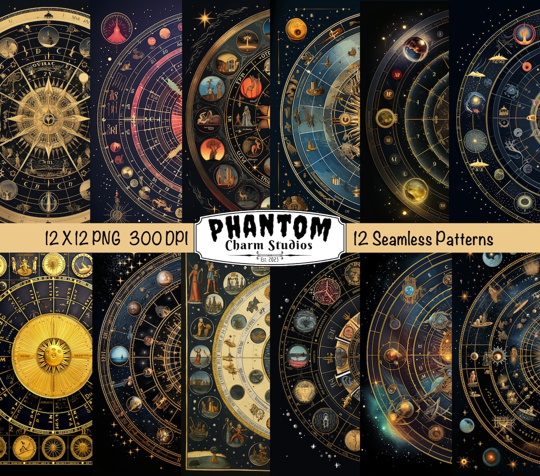 12 Celestial Astrological Chart Digital Paper Map Printable - Etsy