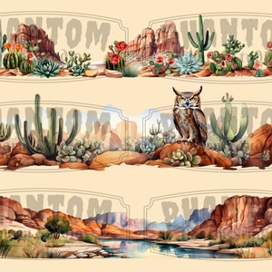 Watercolor Desert Borders Clipart Bundle I Scenery, Natural Tones ...