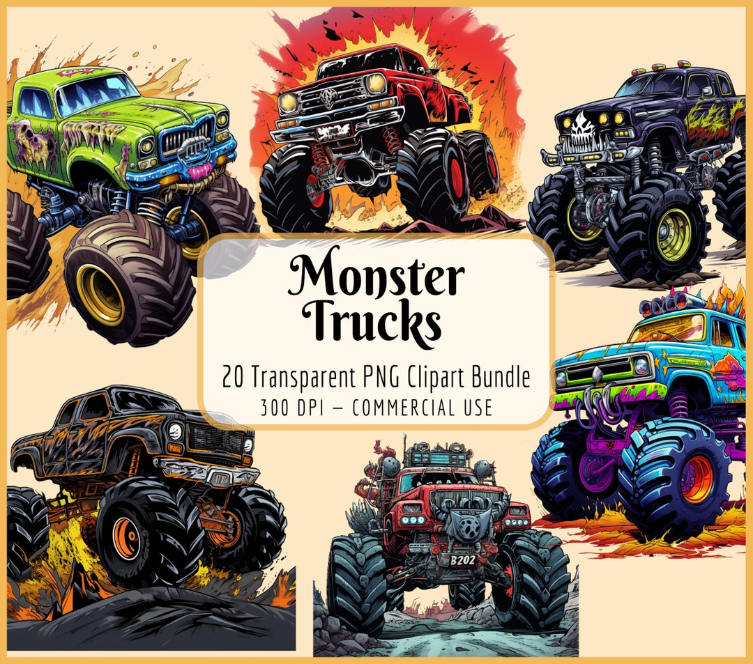 Monster Trucks Clipart Bundle | Extreme Off-road Vehicle, Monster Truck ...