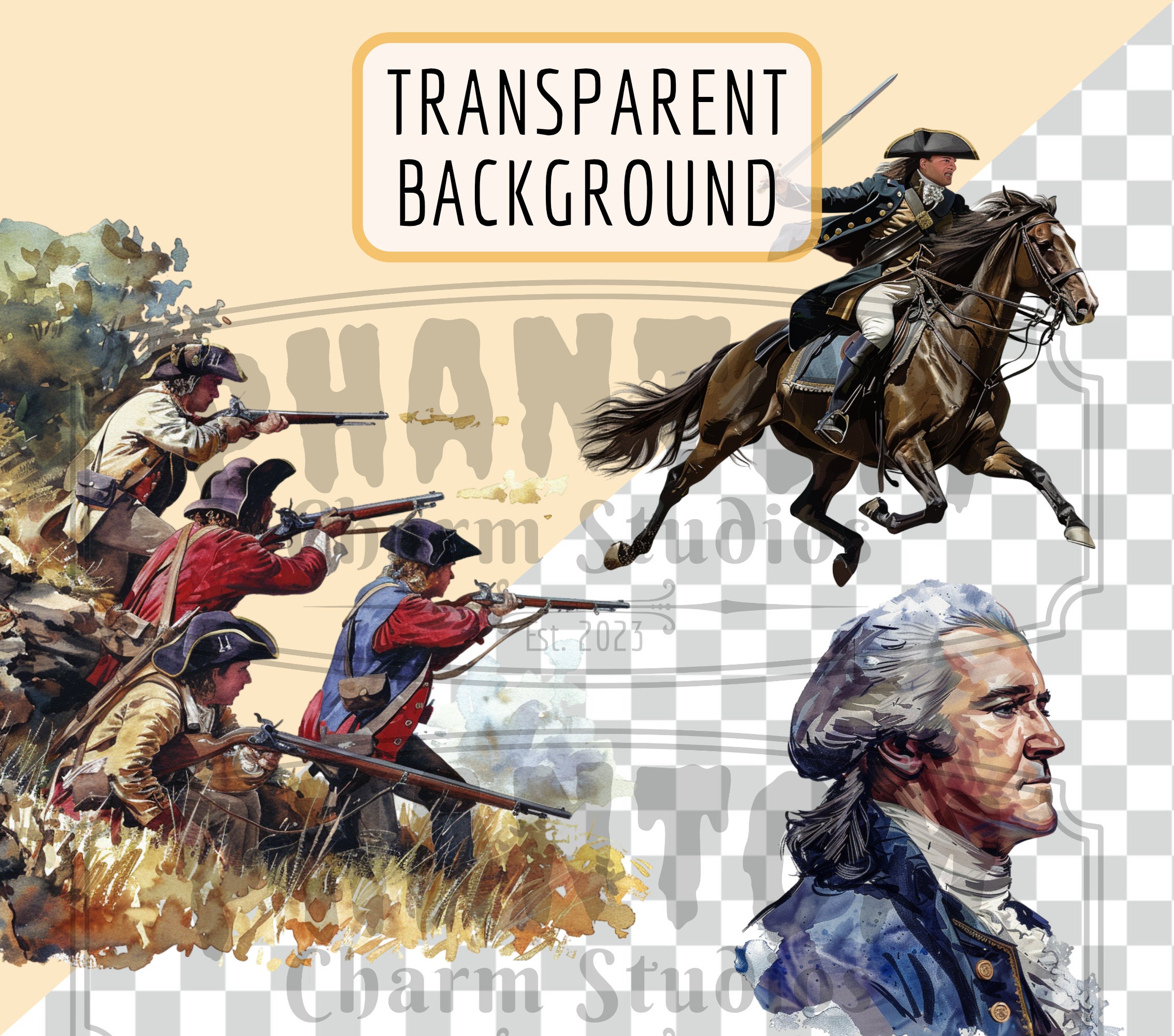 American Revolution Clipart Bundle I 1776 Minutemen Battle Reenactment ...