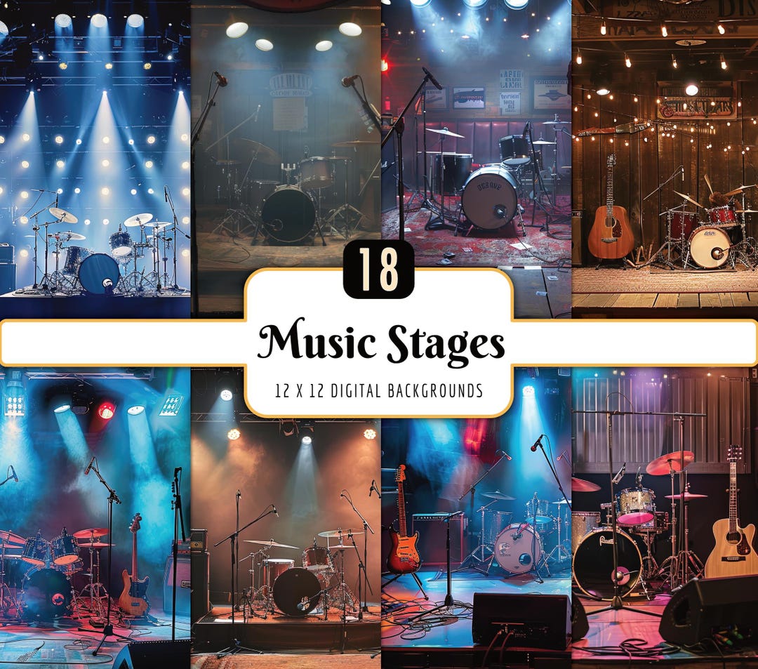 Music Stage Digital Paper Pack | Concerts, Dive Bar, Honky Tonk ...