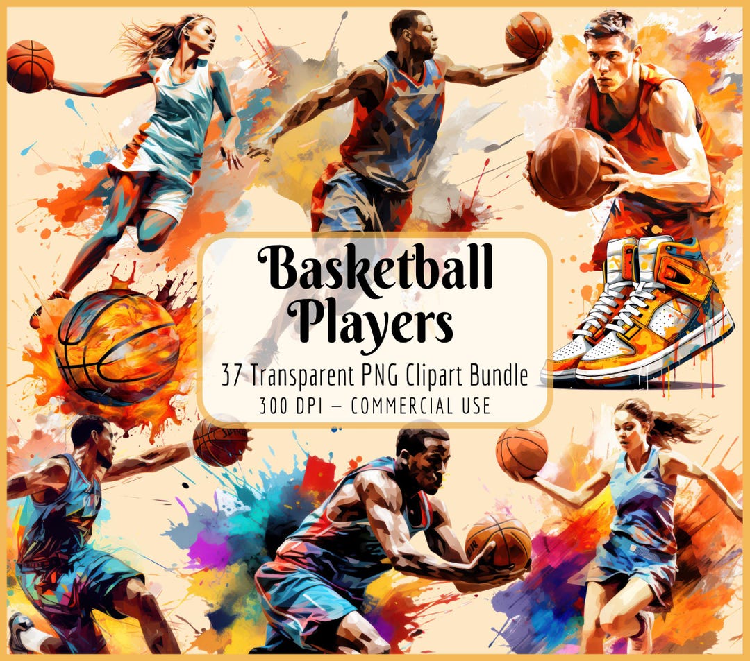 Basketball Players Clipart Bundle | Watercolor, High School College ...