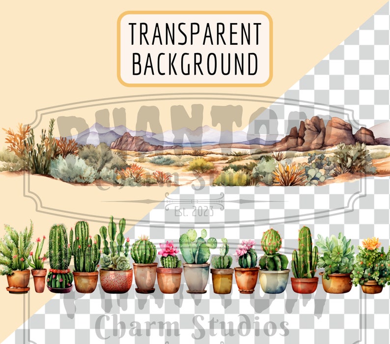 Watercolor Desert Borders Clipart Bundle I Scenery, Natural Tones ...