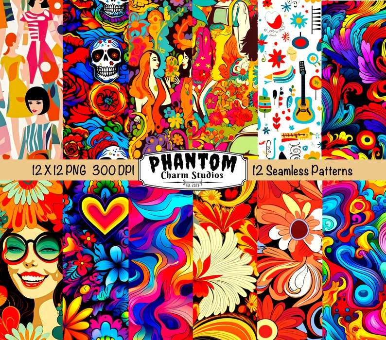 12 Retro Style Digital Paper Cute Scrapbooking Groovy Retro - Etsy