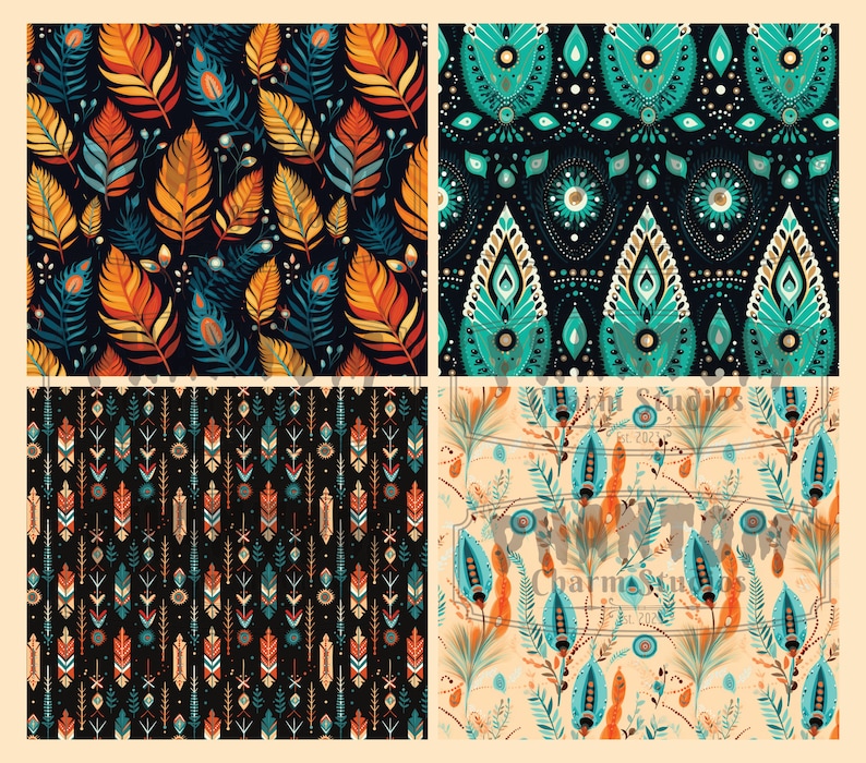 Boho Style Seamless Patterns: Southwest Aztec Digital Paper Pack (PNG ...