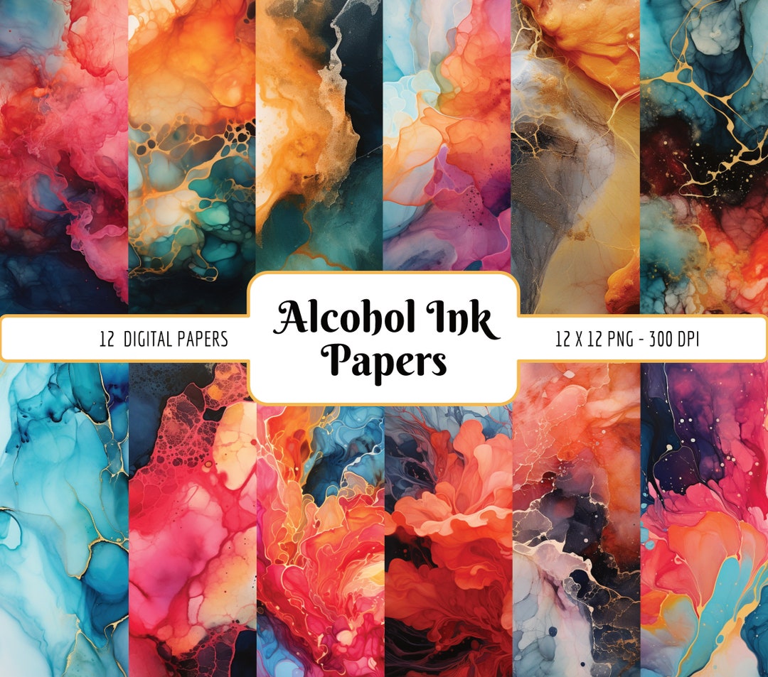 12 Alcohol Ink Digital Papers Background Clipart Blending Abstract Ink ...