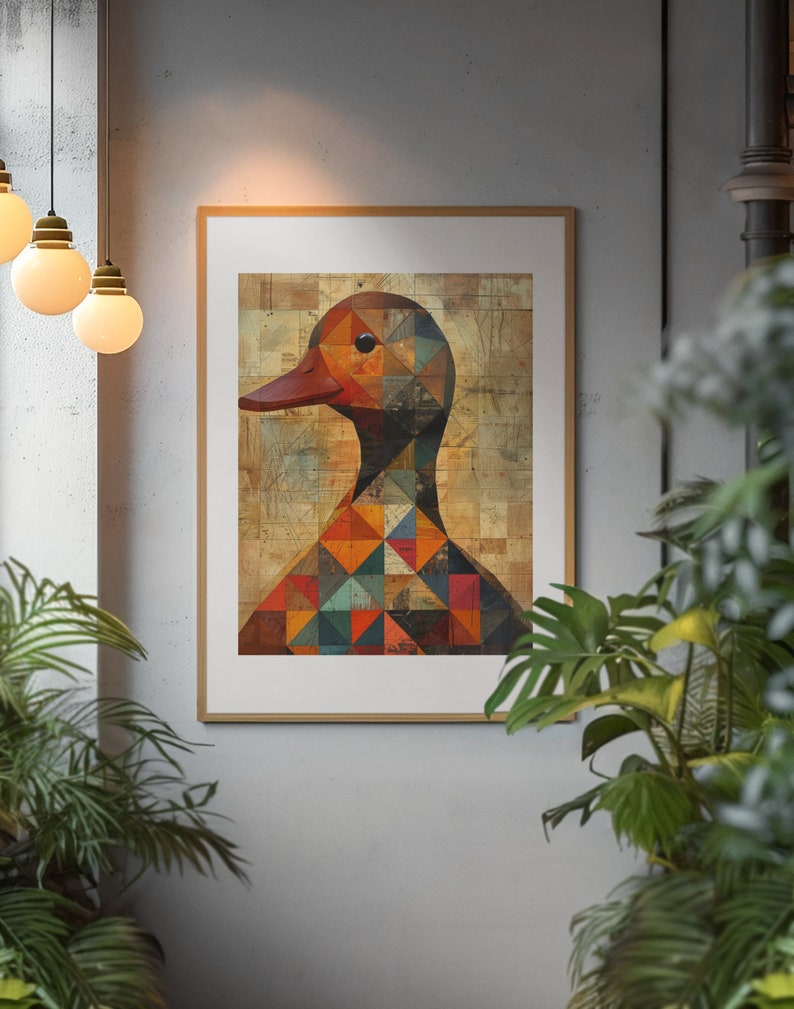 Abstract Duck Wall Art in Matsumoto Hoji Style Livingroom Art Wall Art ...