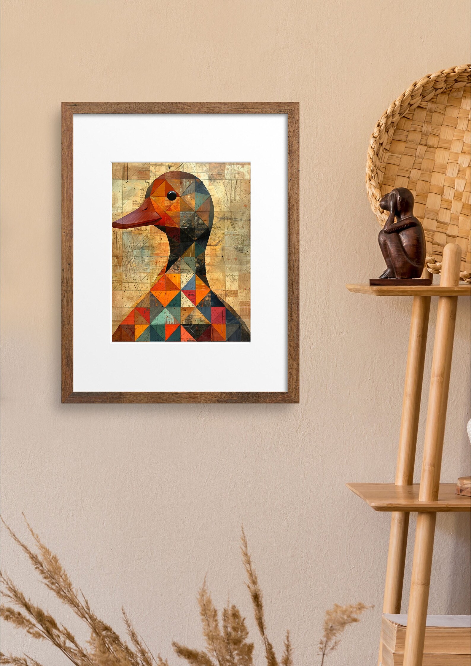 Abstract Duck Wall Art in Matsumoto Hoji Style Livingroom Art Wall Art ...