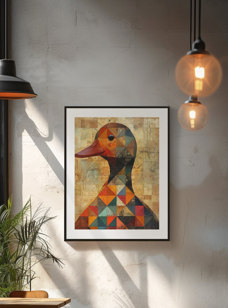 Abstract Duck Wall Art in Matsumoto Hoji Style Livingroom Art Wall Art ...