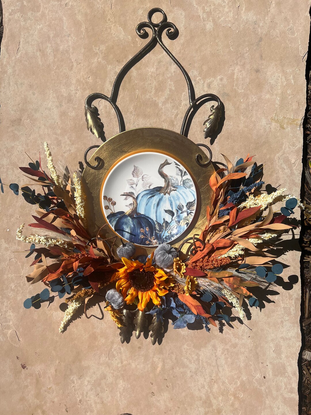 Blue and Copper Wall Decor Plate/hanger - Etsy