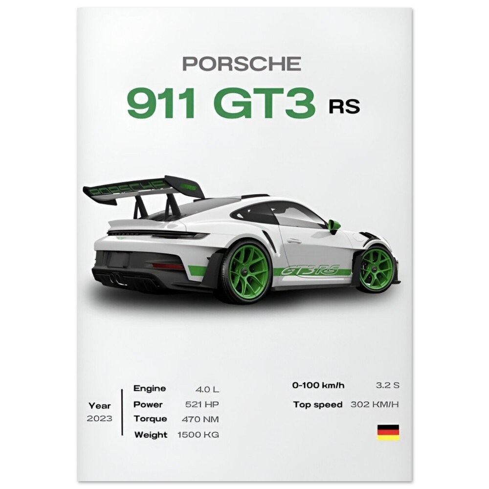Porsche 992 GT3 RS Car Poster Print Specifications A2 A3 - Etsy