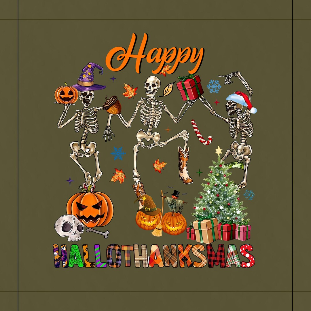 Hallothanksmas Dancing Skeleton Png, Happy Hallothanksmas Skeleton Png ...