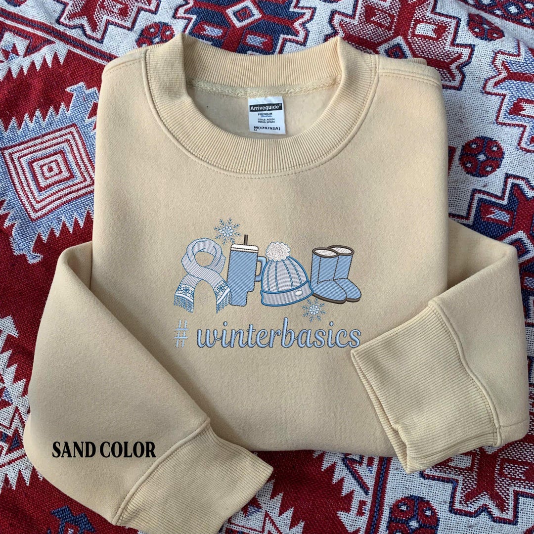 Winter Basics Embroidery Sweatshirt, Merry Christmas Embroidery ...