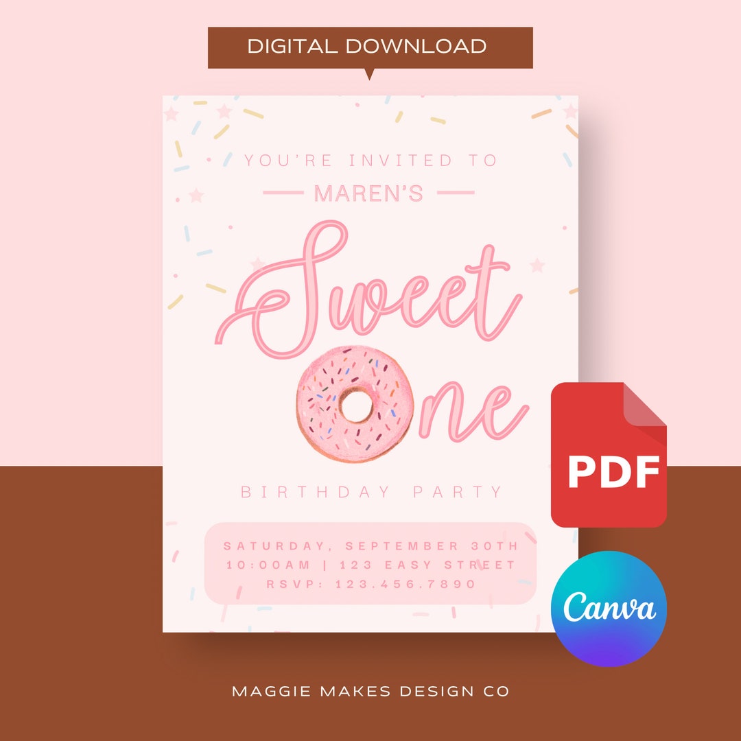 Sweet One Birthday Party Invitation | 1st Birthday Invitation | Candy ...