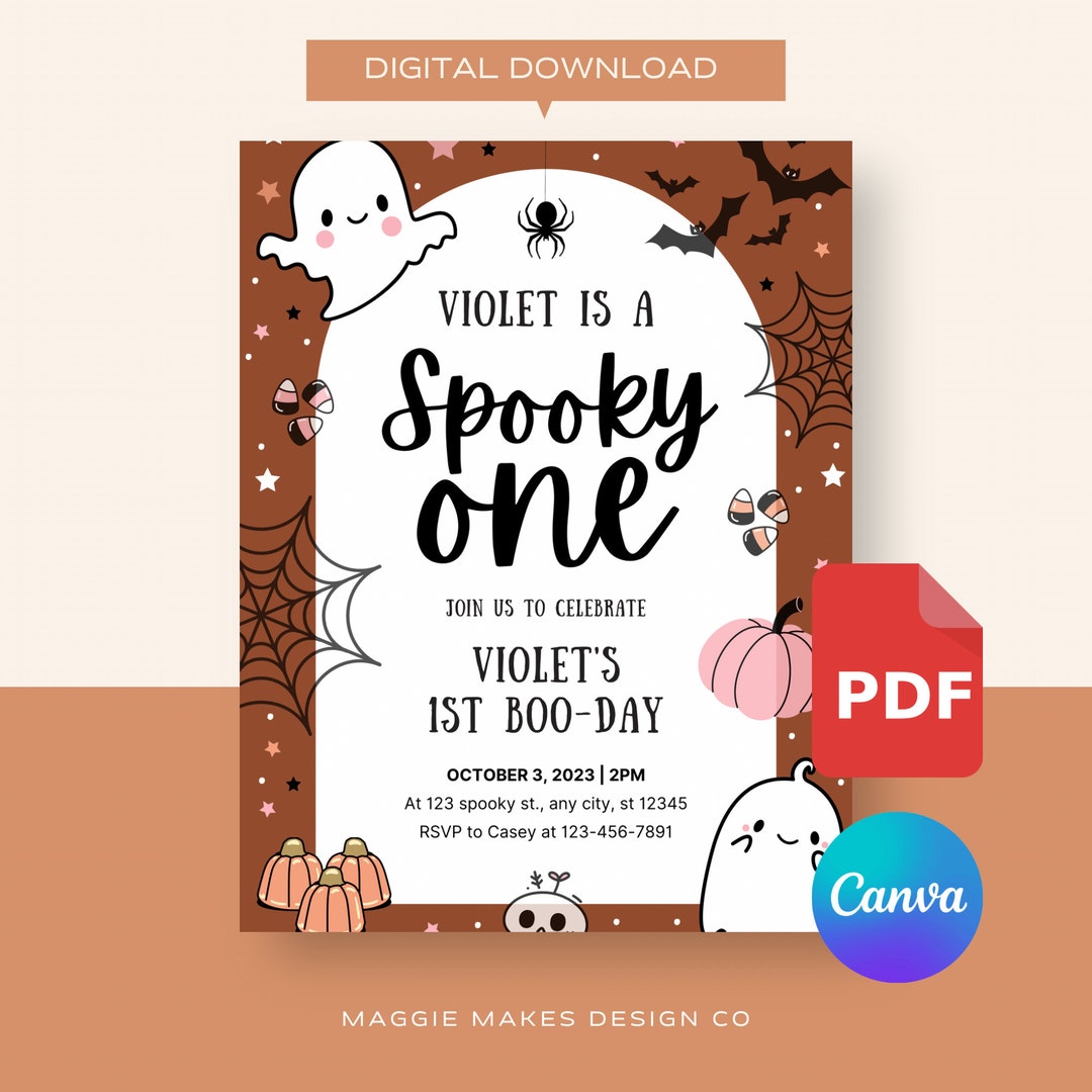 Spooky One Invitation | Digital Download | Birthday Party Invitation ...