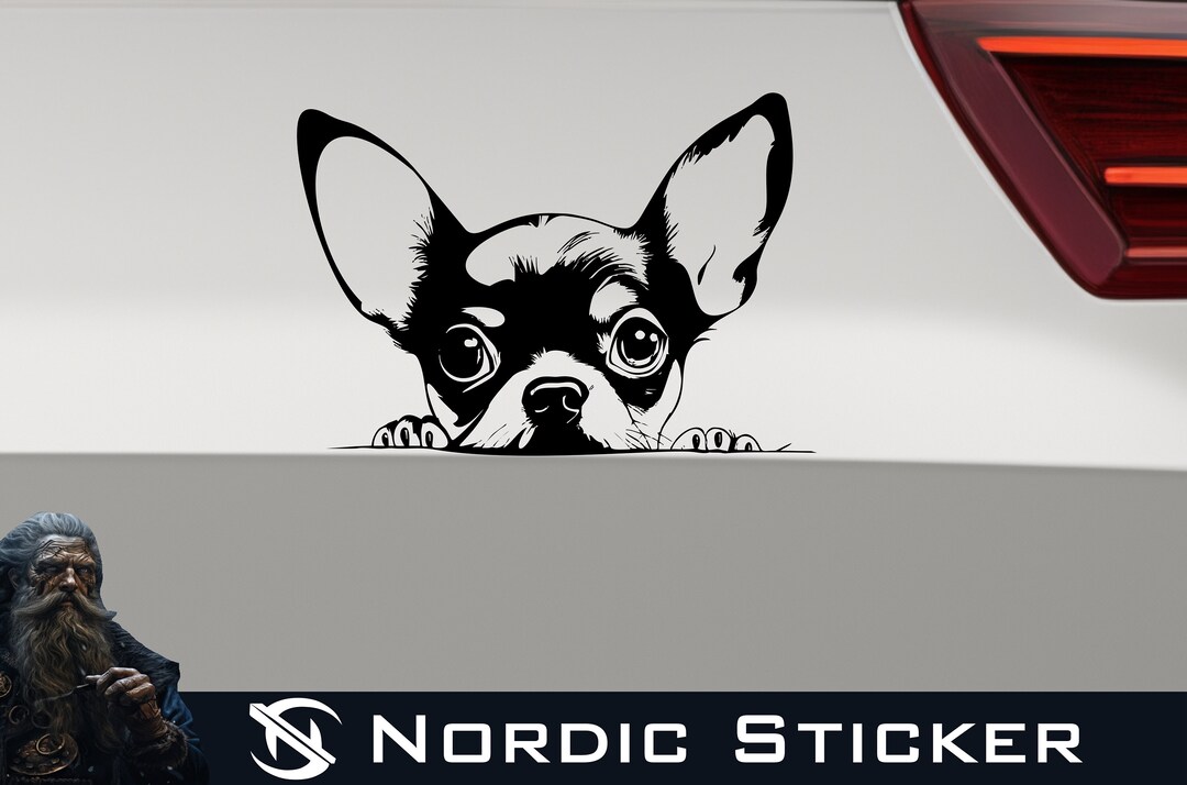 Peeking Dog Sticker With Chihuahua for Your Individual Style Peeking ...