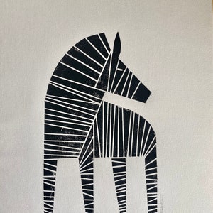 Zebra Linoprint Original Handmade Unique Art - Etsy