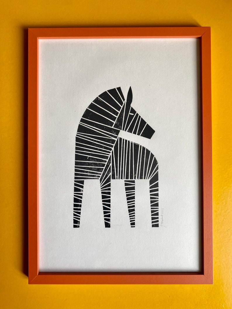 Zebra Linoprint Original Handmade Unique Art - Etsy