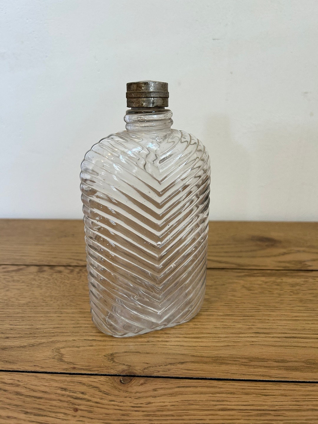 Vintage Glass Flask Ribbed Swirl Pattern Ladies Purse Size - Etsy