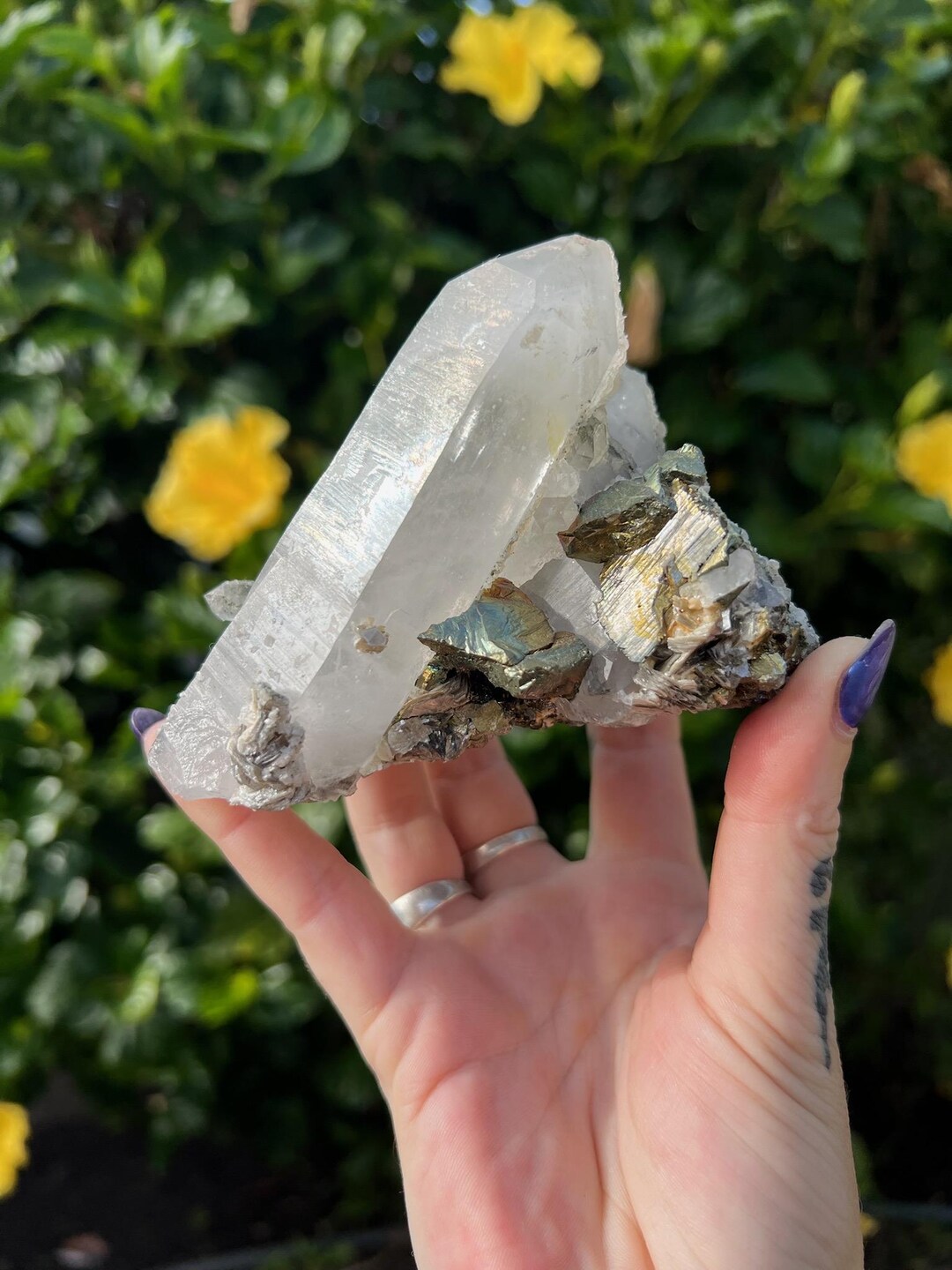 Quartz With Calcopyrite and Mica Cluster, Uniqie Combo Specimen - Etsy